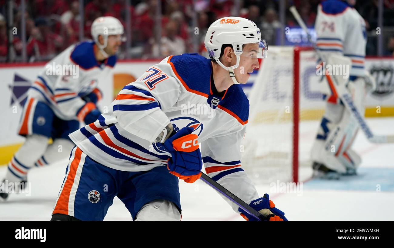Edmonton Oilers center Ryan McLeod skates in the first period of an NHL ...