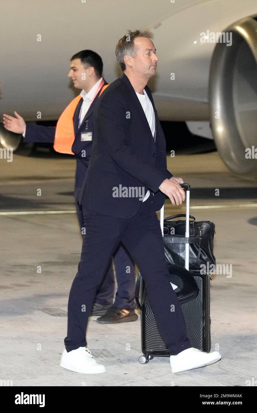 Denmark's national coach Kasper Hjulmand arrives with his team at Hamad ...