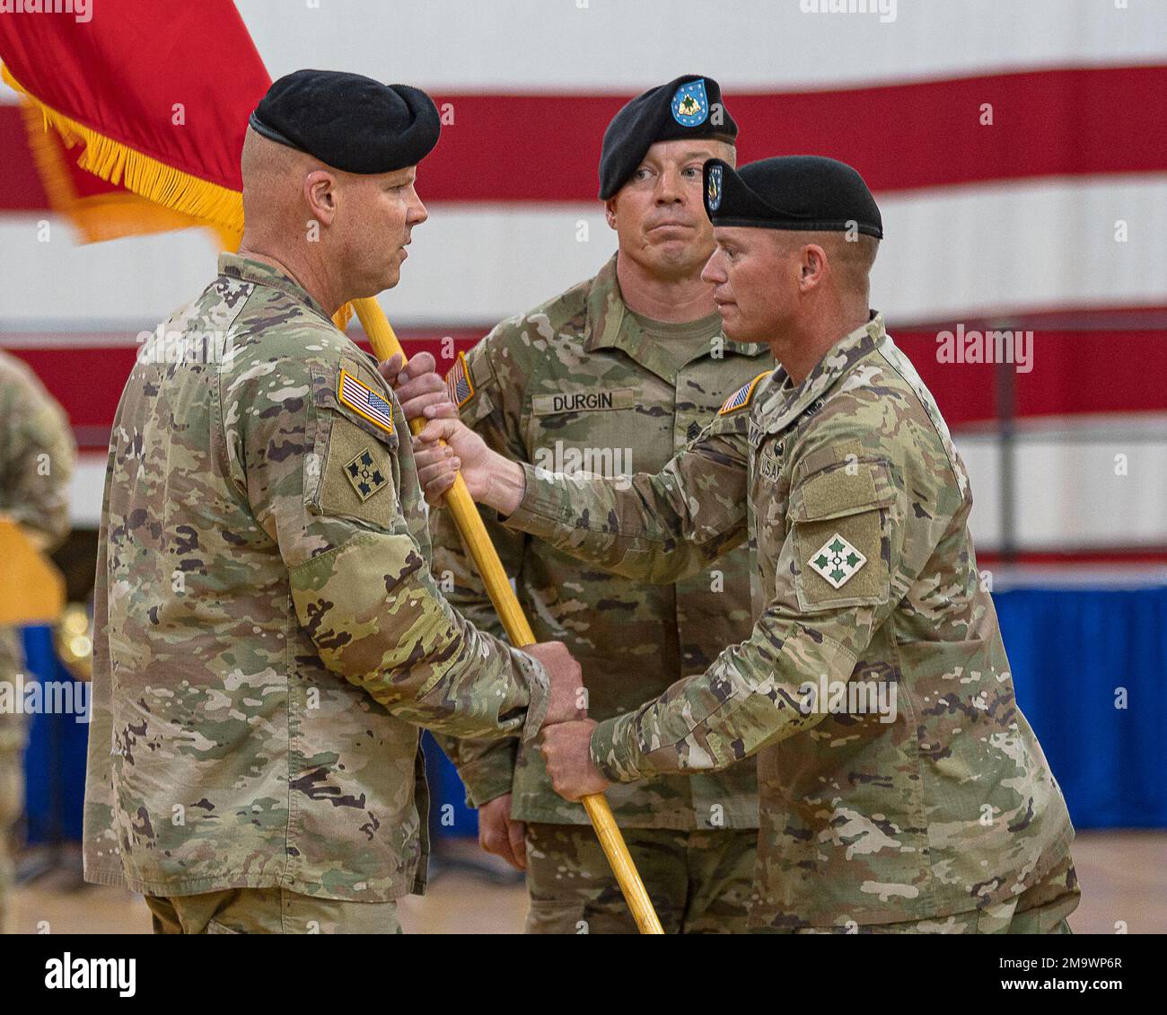 Sgt. Maj. Brandon Morey, interim 4th Infantry Division Artillery command Sgt. Maj passes unit ...