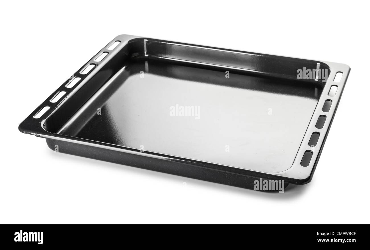 Metal baking tray for oven on white background Stock Photo - Alamy