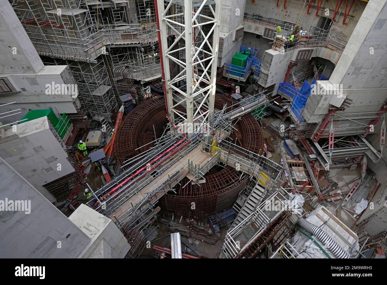 Employees work at the construction site of a nuclear reactor at Hinkley Point C nuclear power ...