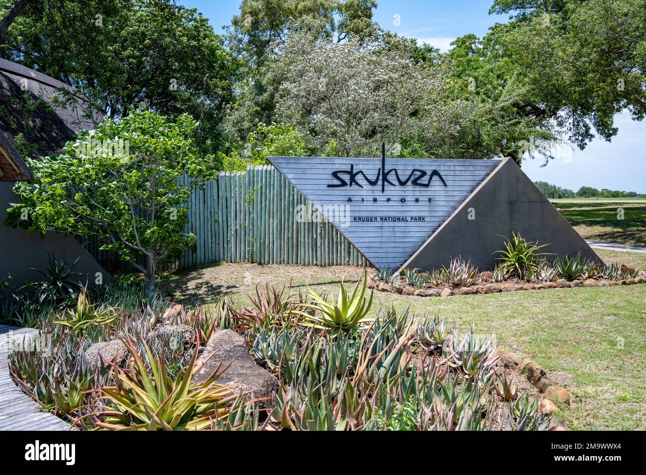 Sign at Skukuza Airport, gateway to the Kruger National Park, South ...