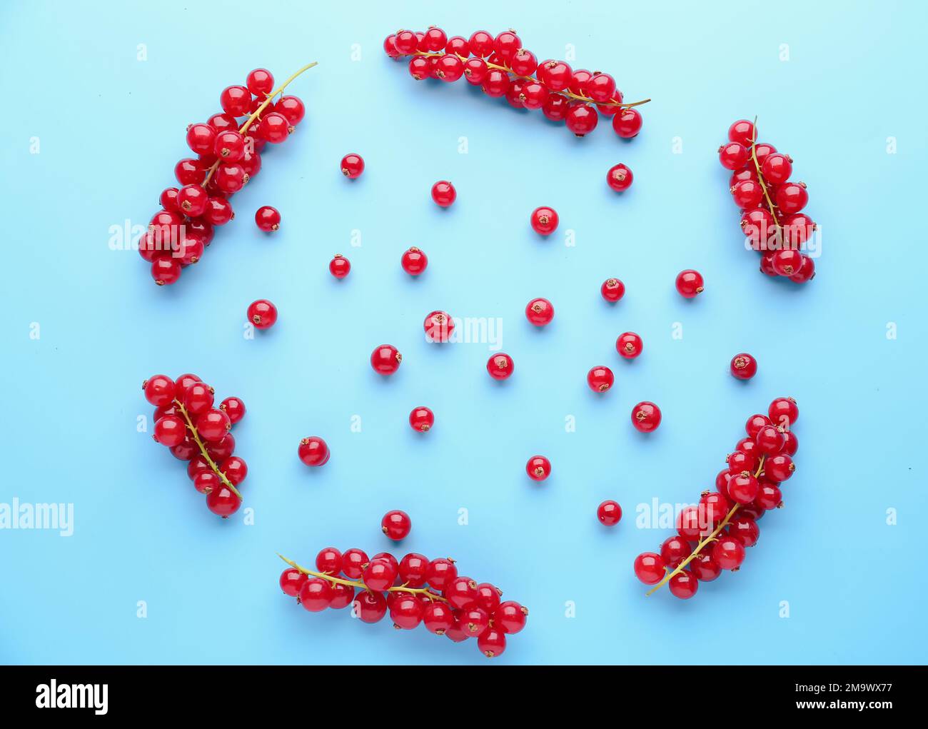 Composition with ripe red currant on color background Stock Photo - Alamy