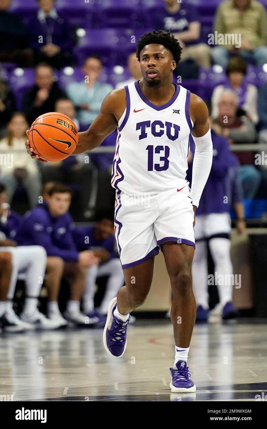 TCU guard Shahada Wells (13) dribbles during the first half of an NCAA ...