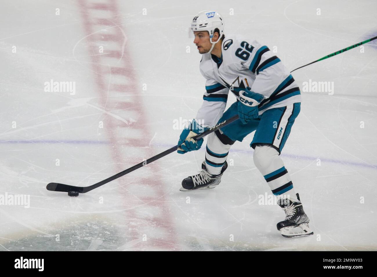 San Jose Sharks right wing Kevin Labanc plays during an NHL hockey game ...