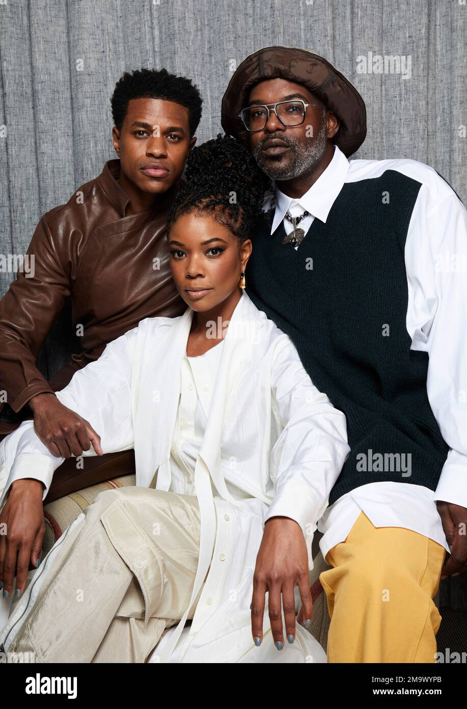 Jeremy Pope, from left, Gabrielle Union and Elegance Bratton pose for a ...