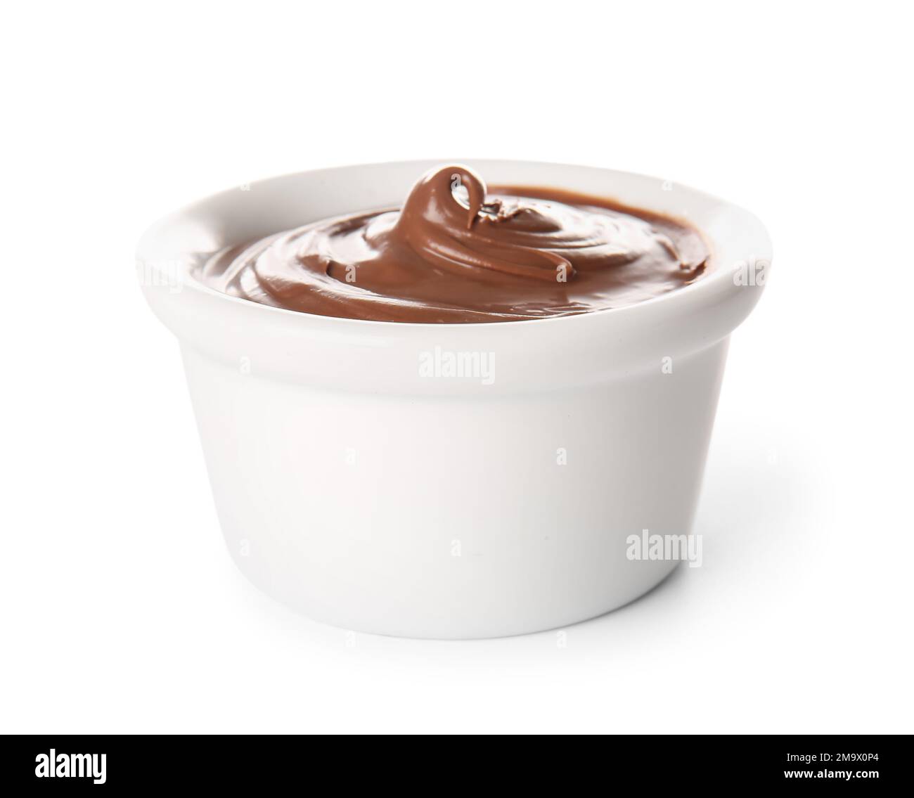 Bowl of delicious chocolate pudding isolated on white background Stock ...