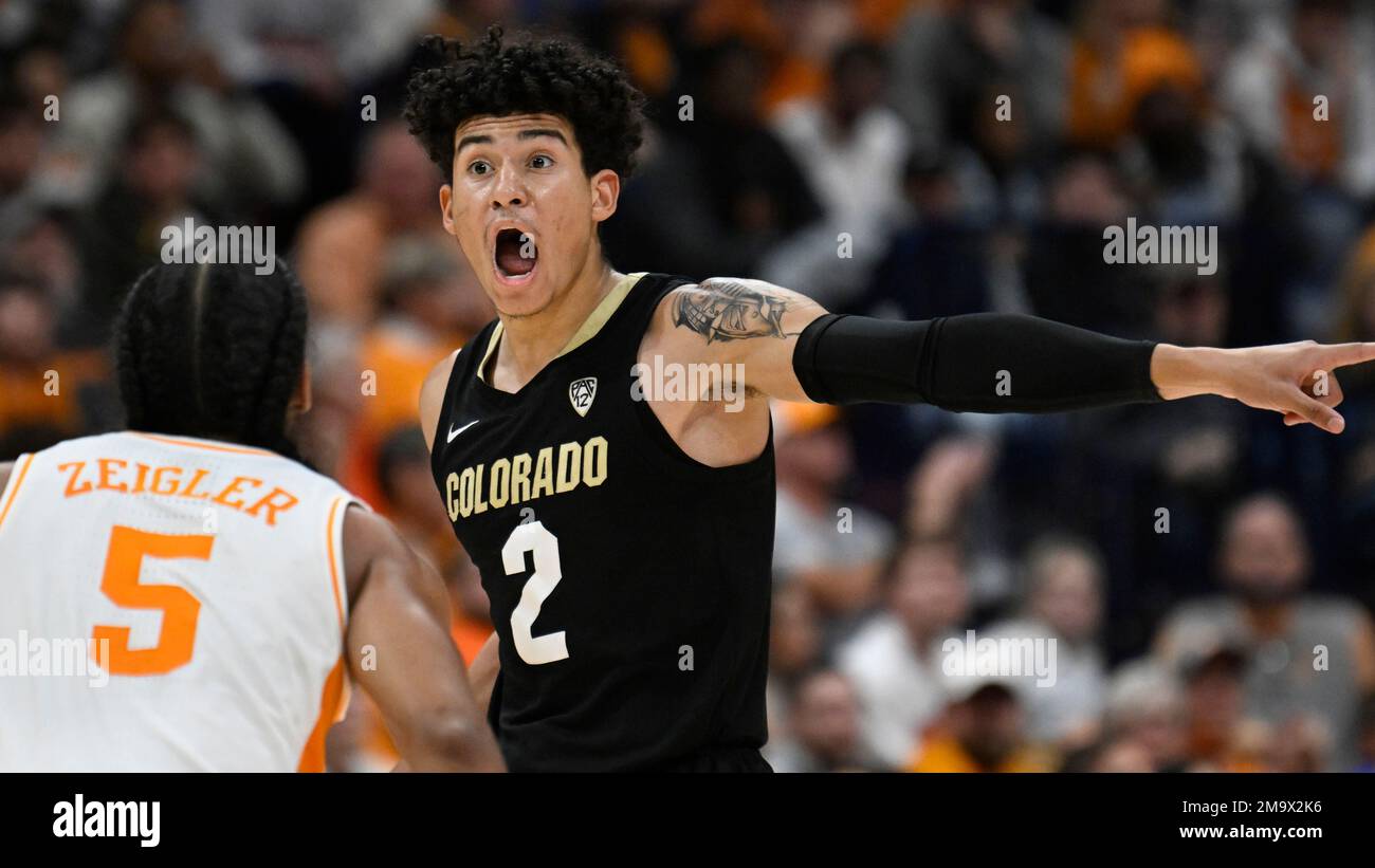 Colorado guard KJ Simpson (2) plays against Tennessee during an NCAA ...