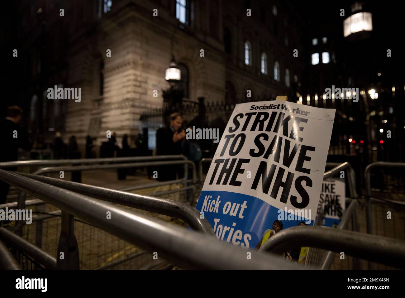 London, UK. 18th Jan, 2023. Sign of supporting NHS strike is being left ...