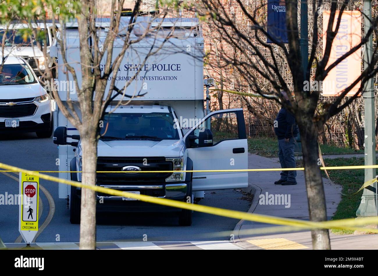 A Virginia State Police crime scene investigation truck is on the scene ...