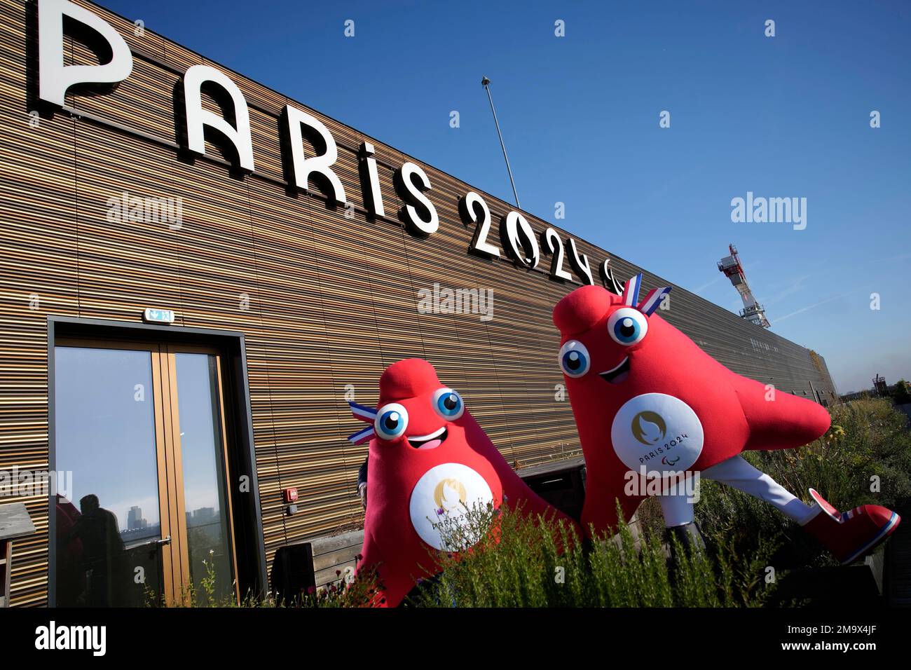 Mascots of the 2024 Paris Olympic Games, left, and Paralympics Games, a ...