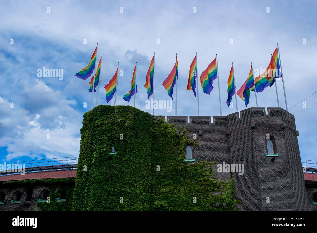 Flags on building hi-res stock photography and images - Alamy