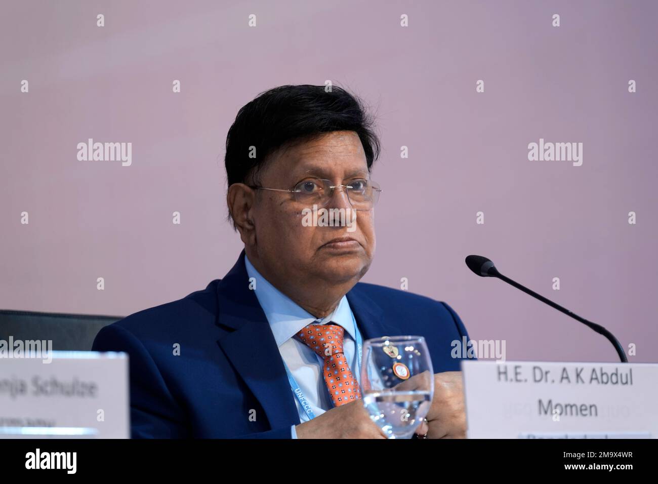 A K Abdul Momen, of Bangladesh, attends a session at the COP27 U.N ...