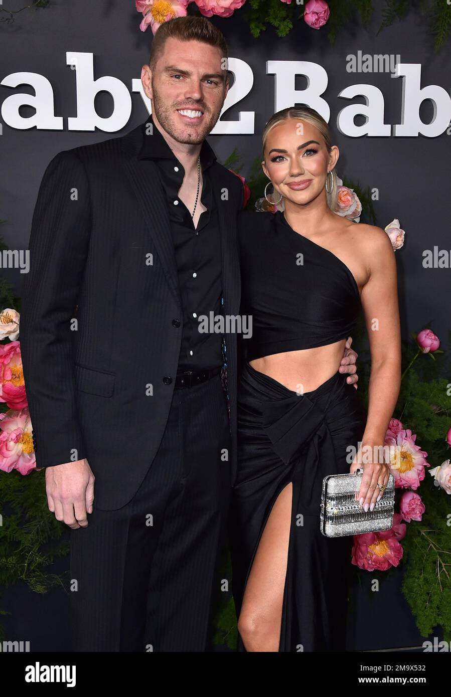 Freddie Freeman, left, and Chelsea Freeman arrive at the 2022 Baby2Baby ...