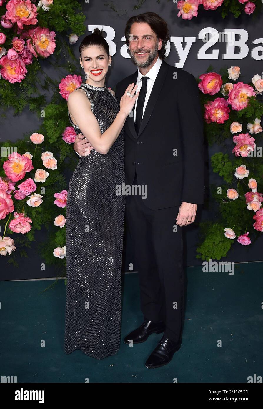 Alexandra Daddario, left, and Andrew Form arrive at the 2022 Baby2Baby ...