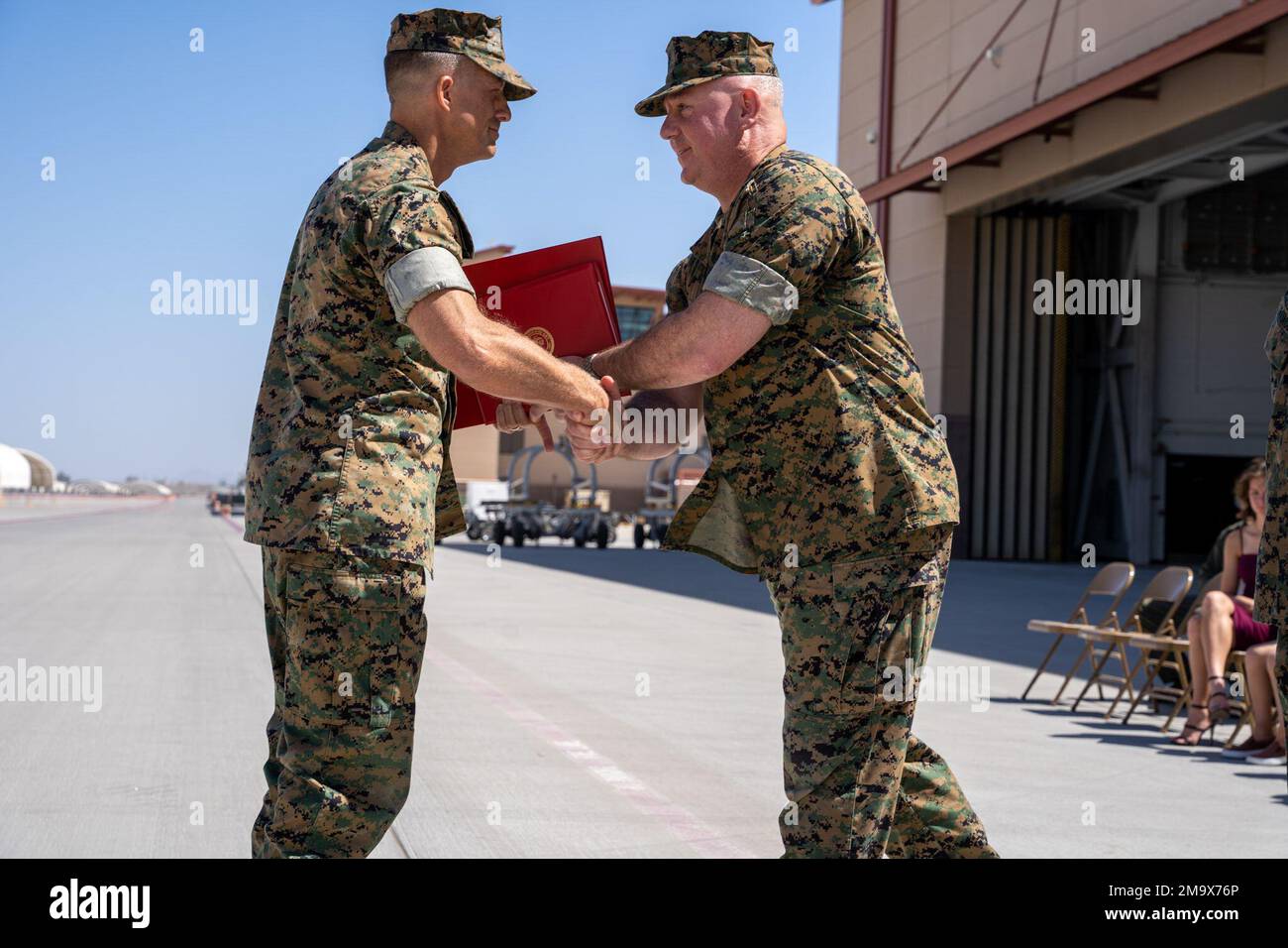 U.S. Marine Corps Lt. Col. Joseph Freshour, left, F-35B Lighting II ...