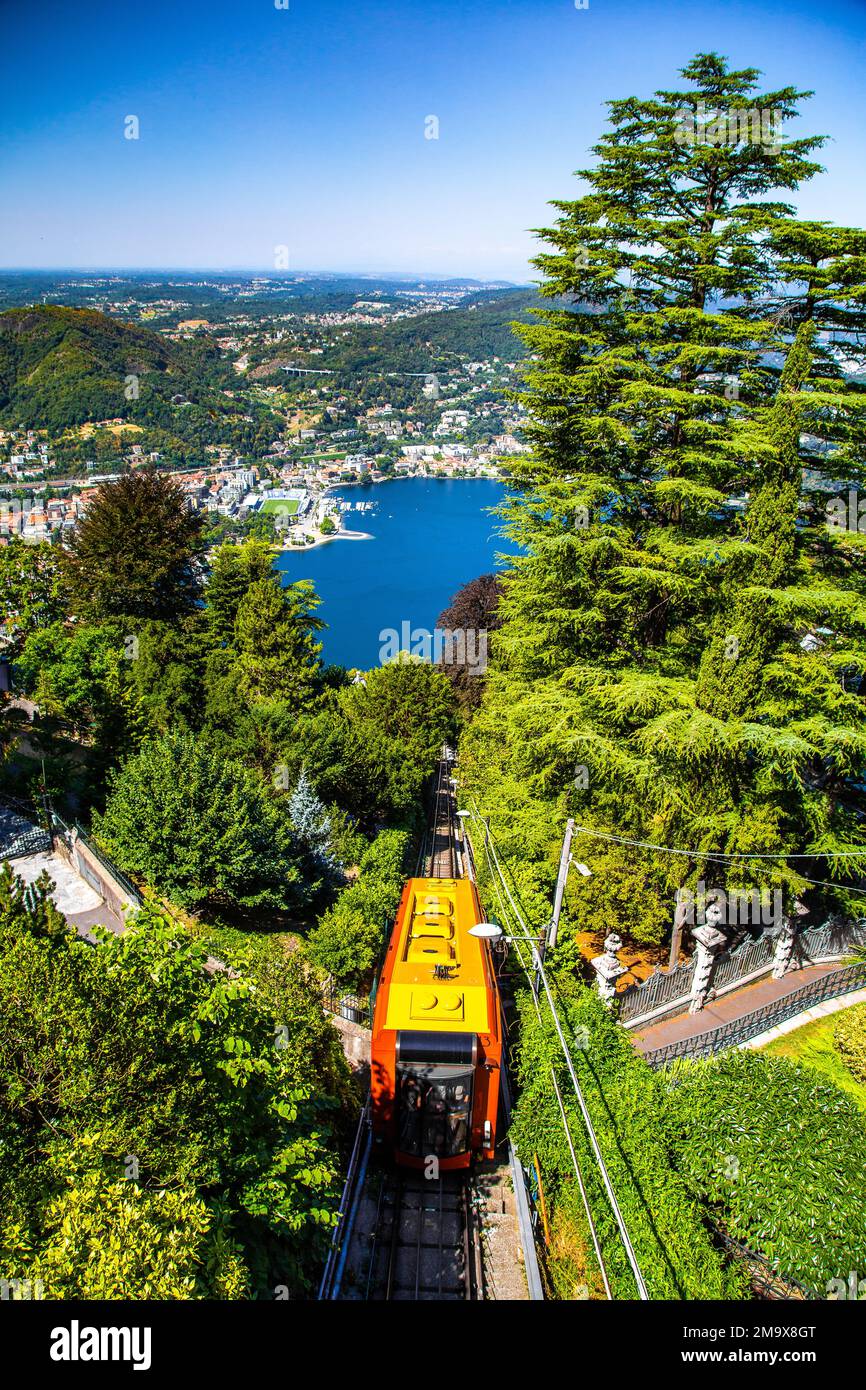 View of the Como Brunate funicular in Lake Como, Nothern Italy Stock ...