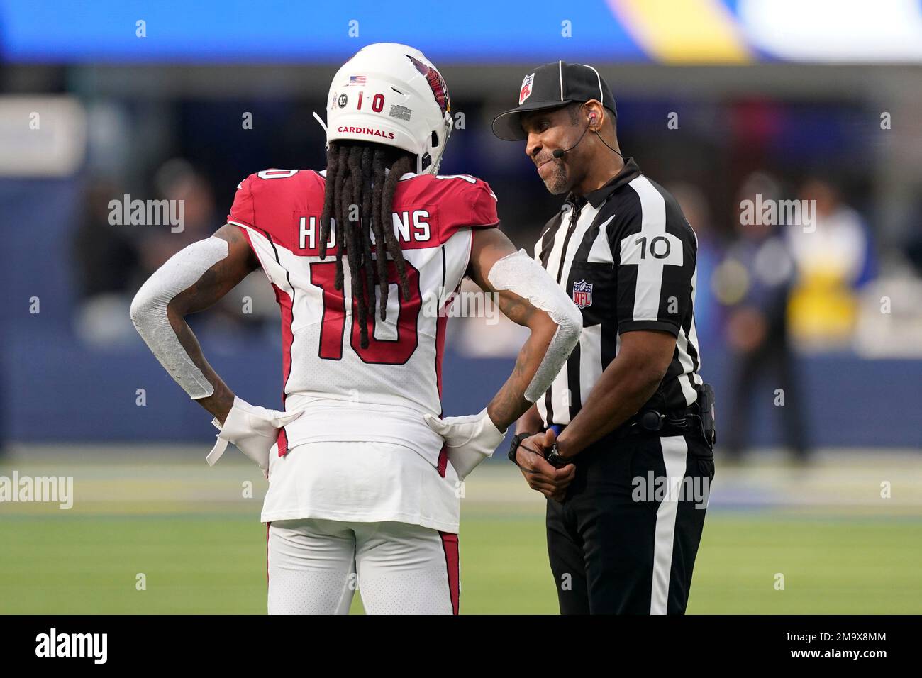 Arizona Cardinals wide receiver DeAndre Hopkins, left, talks to line ...