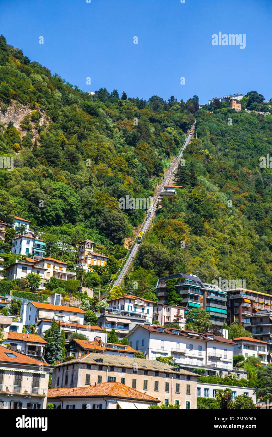 View of the Como Brunate funicular in Lake Como, Nothern Italy Stock ...