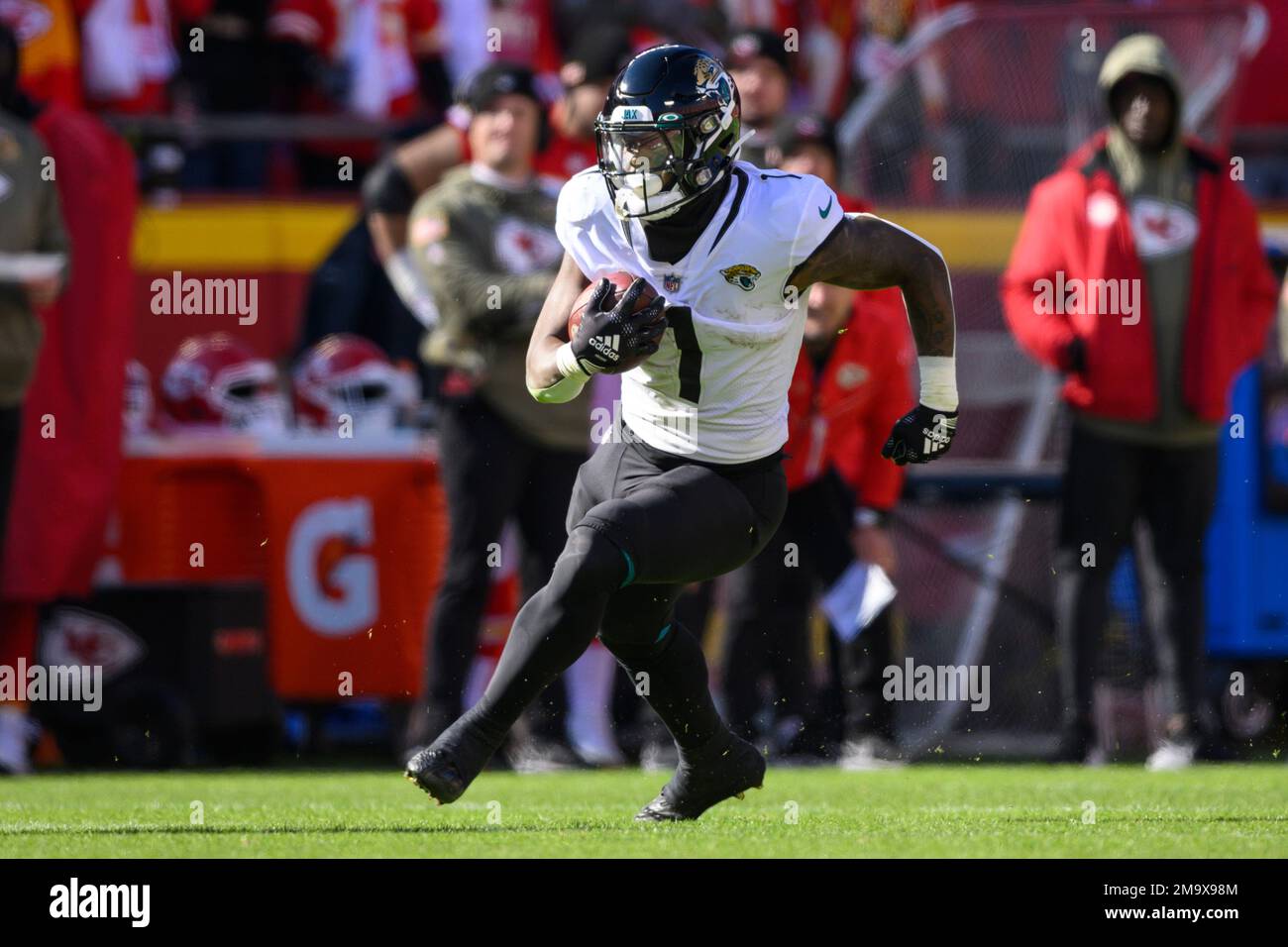 Jacksonville Jaguars running back Travis Etienne Jr. carries against ...