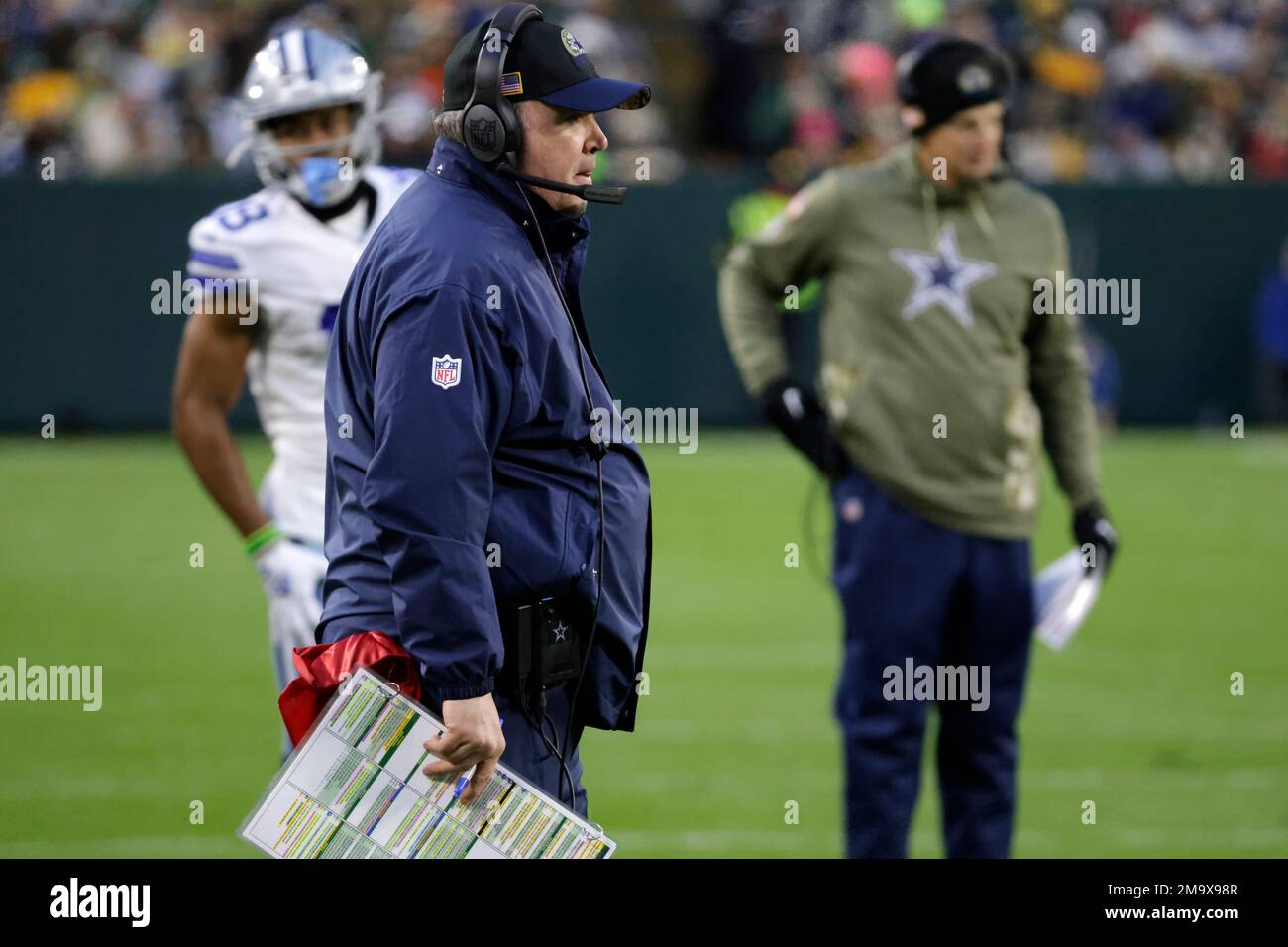 Dallas Cowboys head coach Mike McCarthy stands on the field after a ...