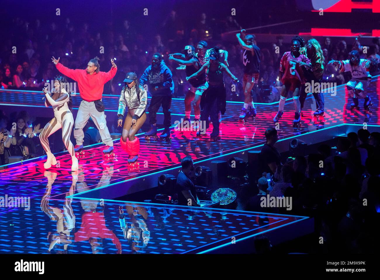 Ayanna, front center, performs at the European MTV Awards 2022 in ...