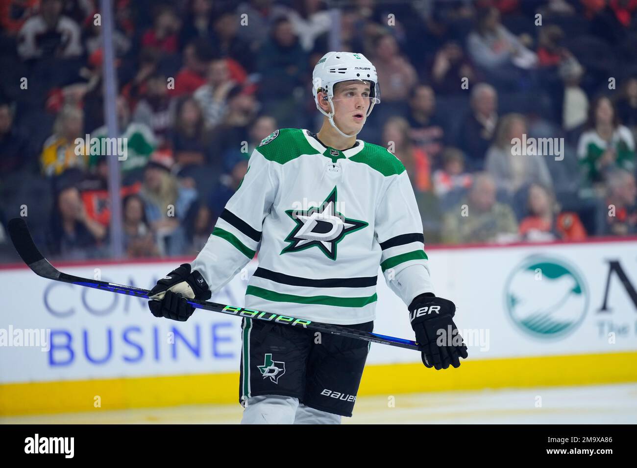 Dallas Stars' Nils Lundkvist plays during an NHL hockey game, Sunday ...