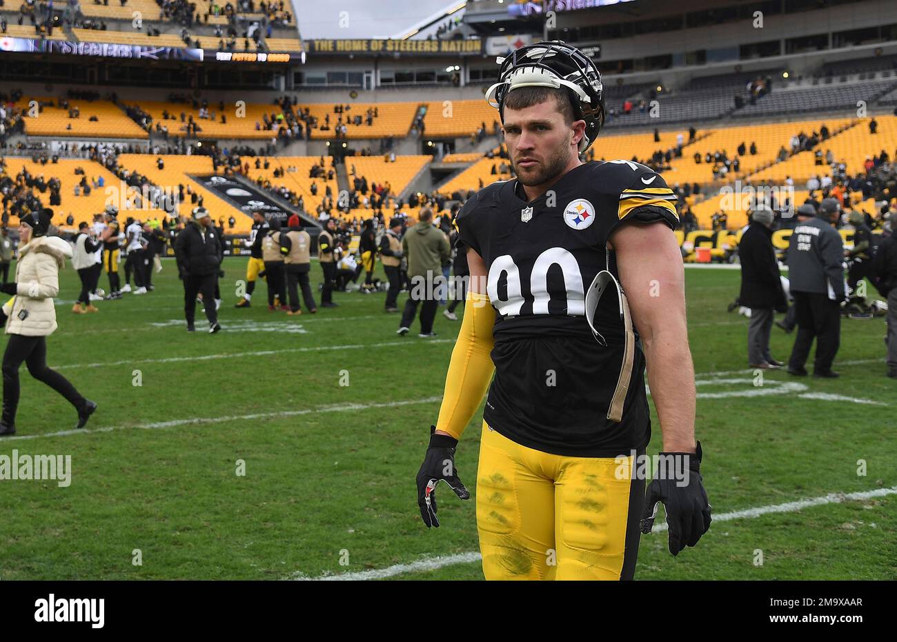 Pittsburgh Steelers linebacker T.J. Watt (90) walks off the field ...