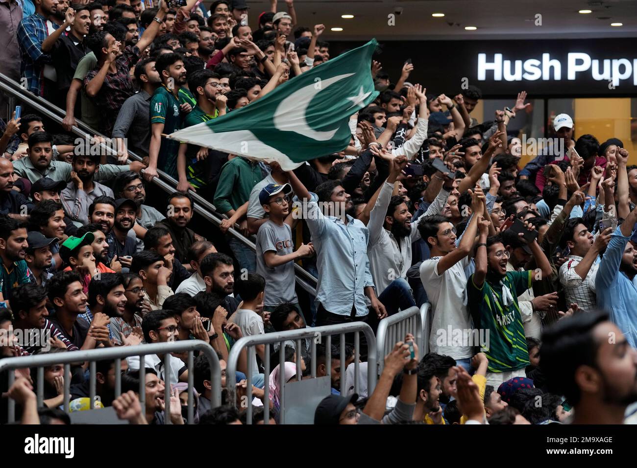 Pakistani cricket fans react while they watch the final match between ...