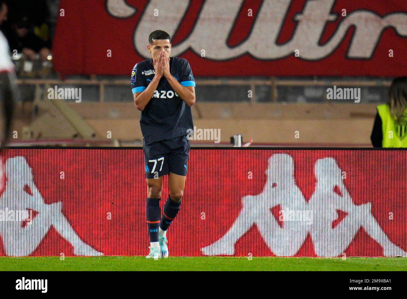 Marseille's Amine Harit reacts after missing a chance during the French ...