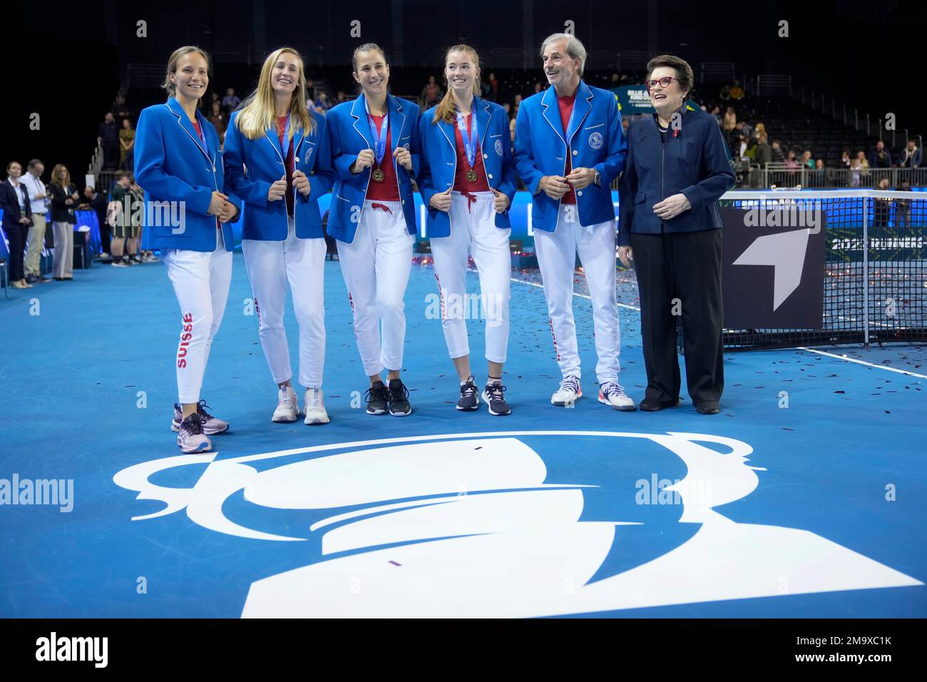 Switzerland's players Viktorija Golubic, Jil Teichmann, Belinda Bencic ...