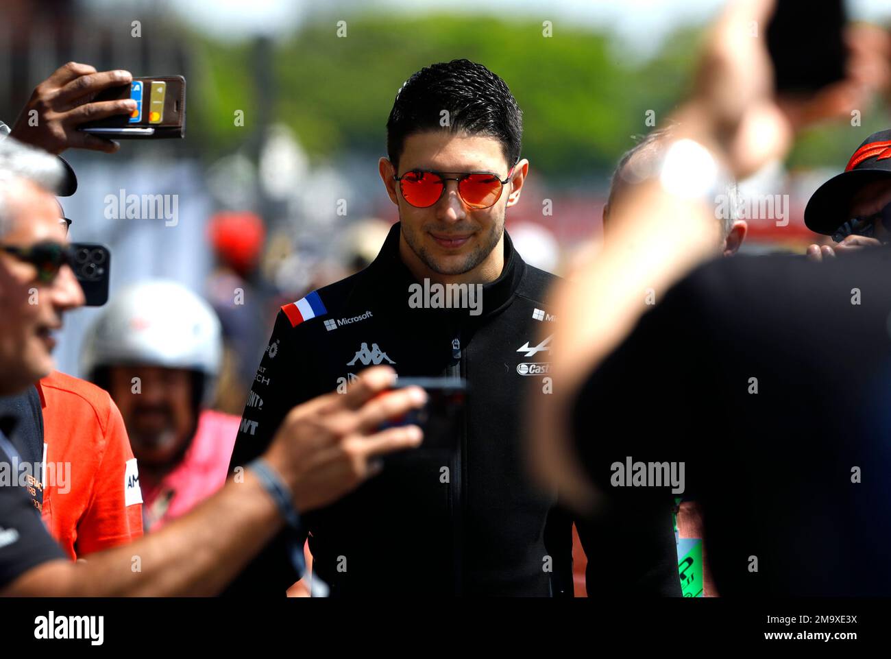 Alpine driver Esteban Ocon, of France, arrives to the Interlagos ...