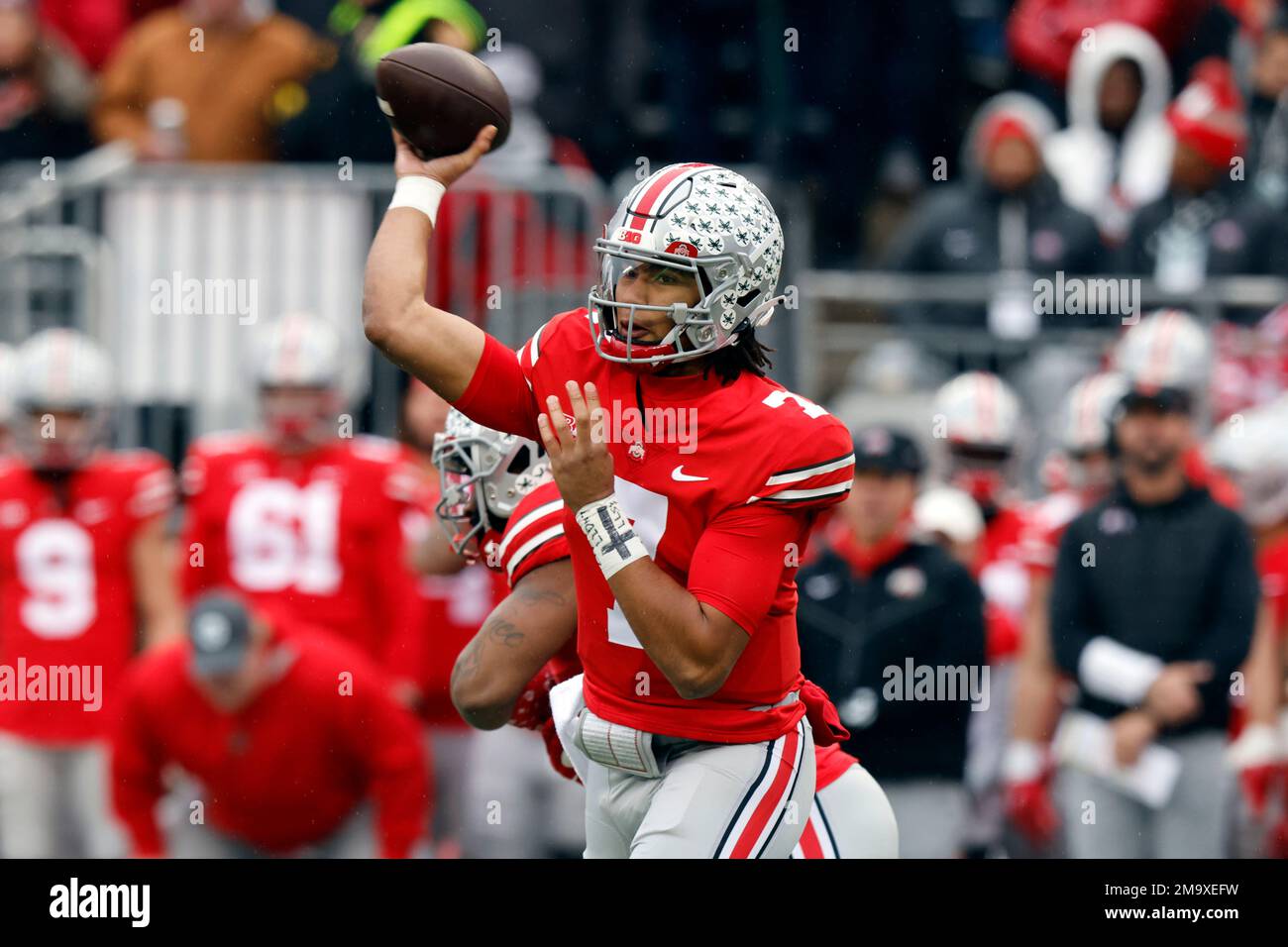 Ohio State quarterback C.J. Stroud passes against Indiana during an ...