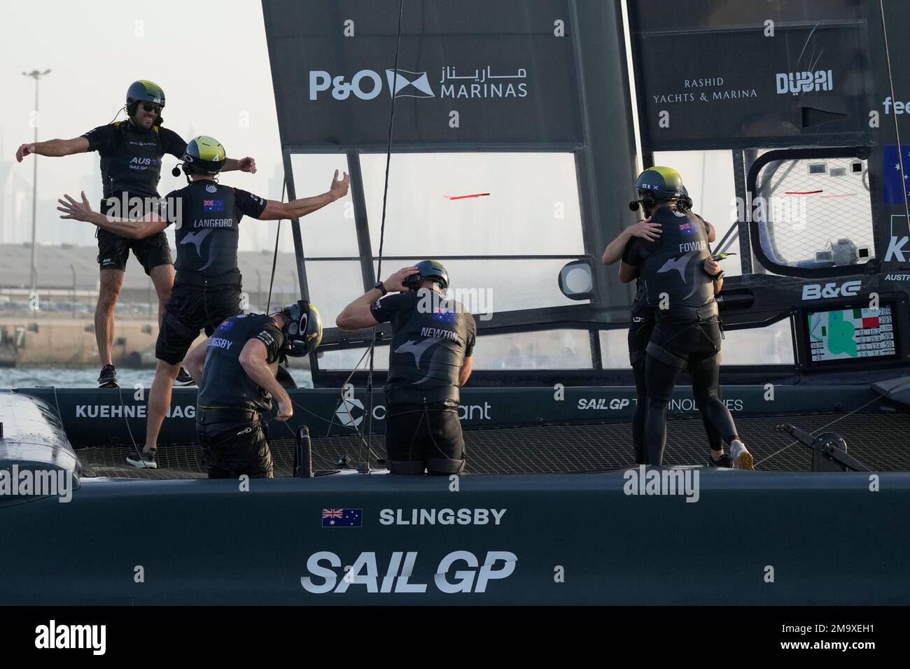 Australia GP Sailing team celebrate after winning the Dubai Sail Grand ...