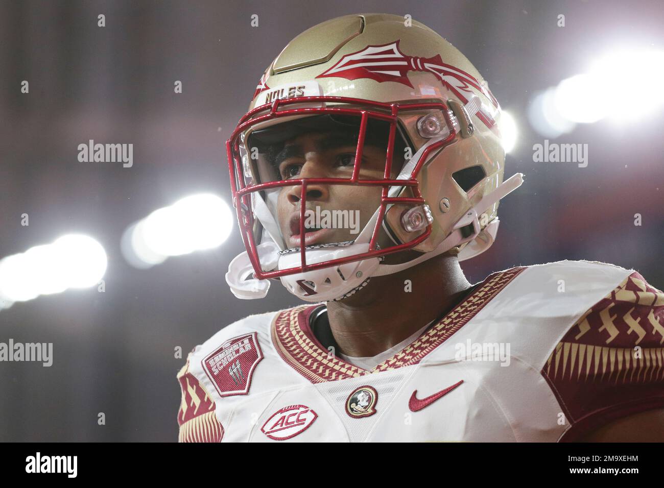 Florida State running back CJ Campbell (22) warms up before an NCAA ...