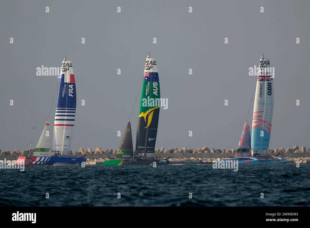 From left to right, Sail GP teams from France, Australia and Great ...