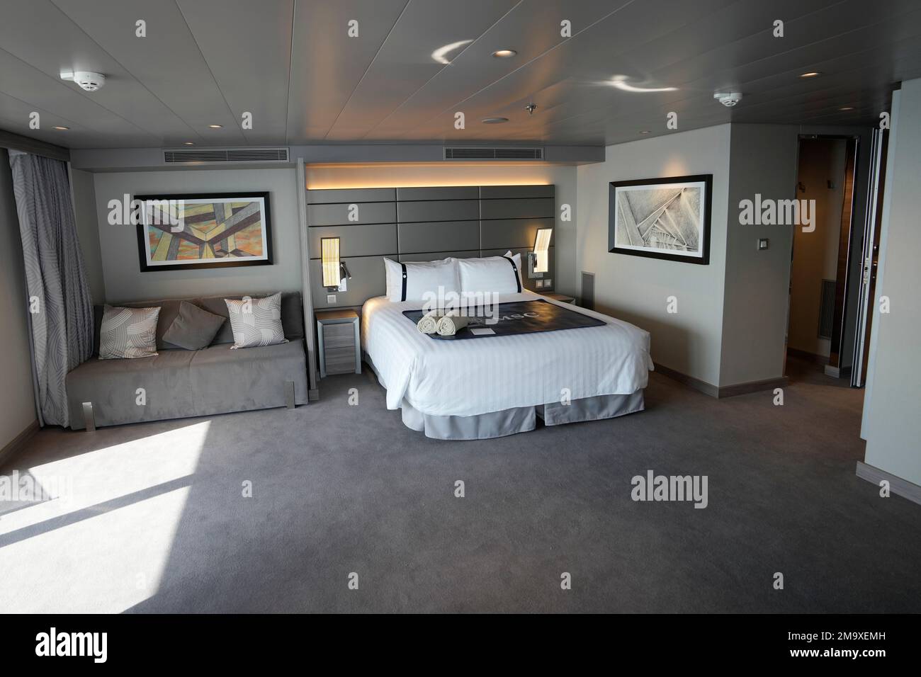 A general view of a room of the 22-decks cruise ship MSC World Europa ...