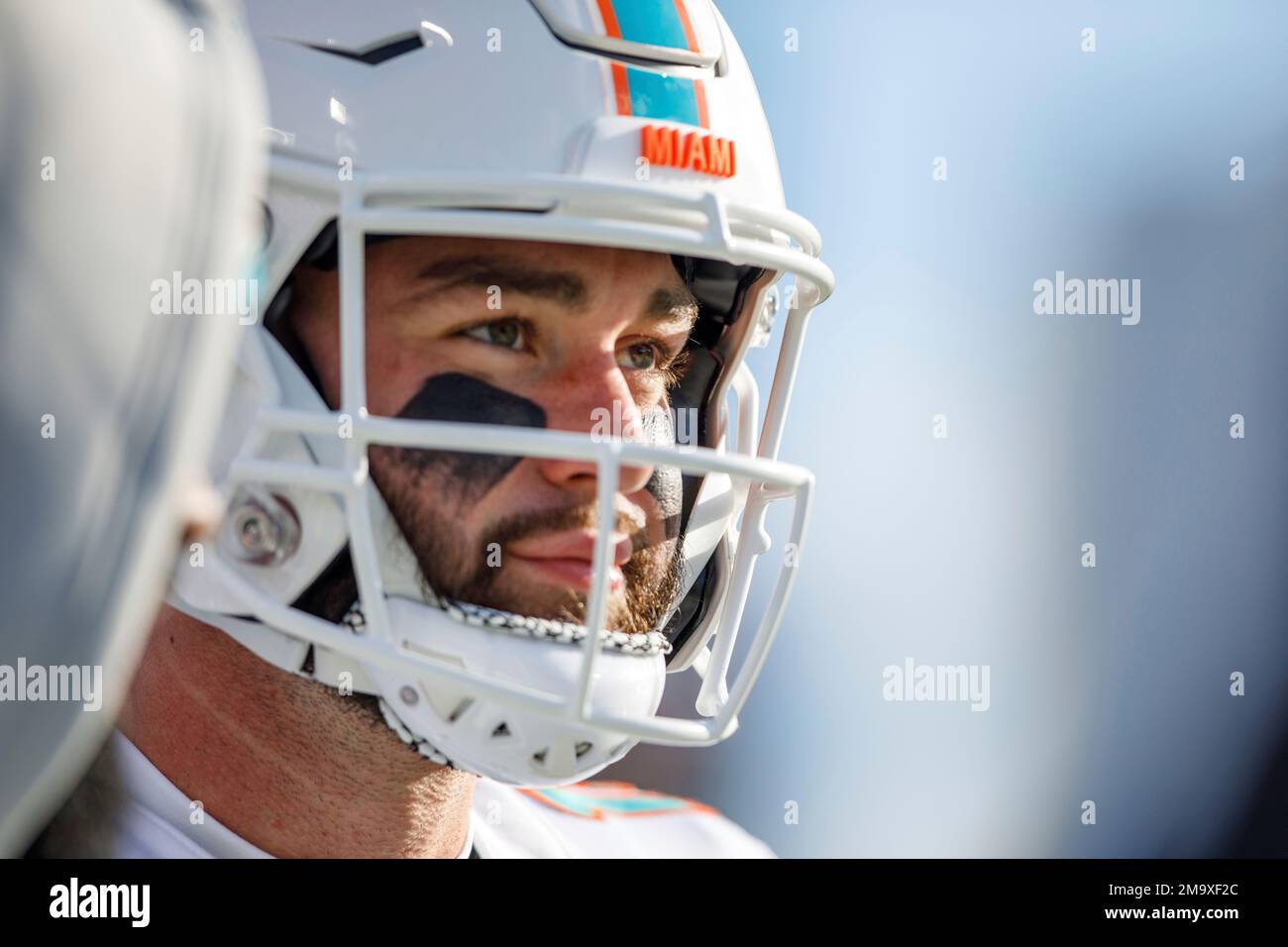 Miami Dolphins quarterback Skylar Thompson (19) looks on during an NFL ...