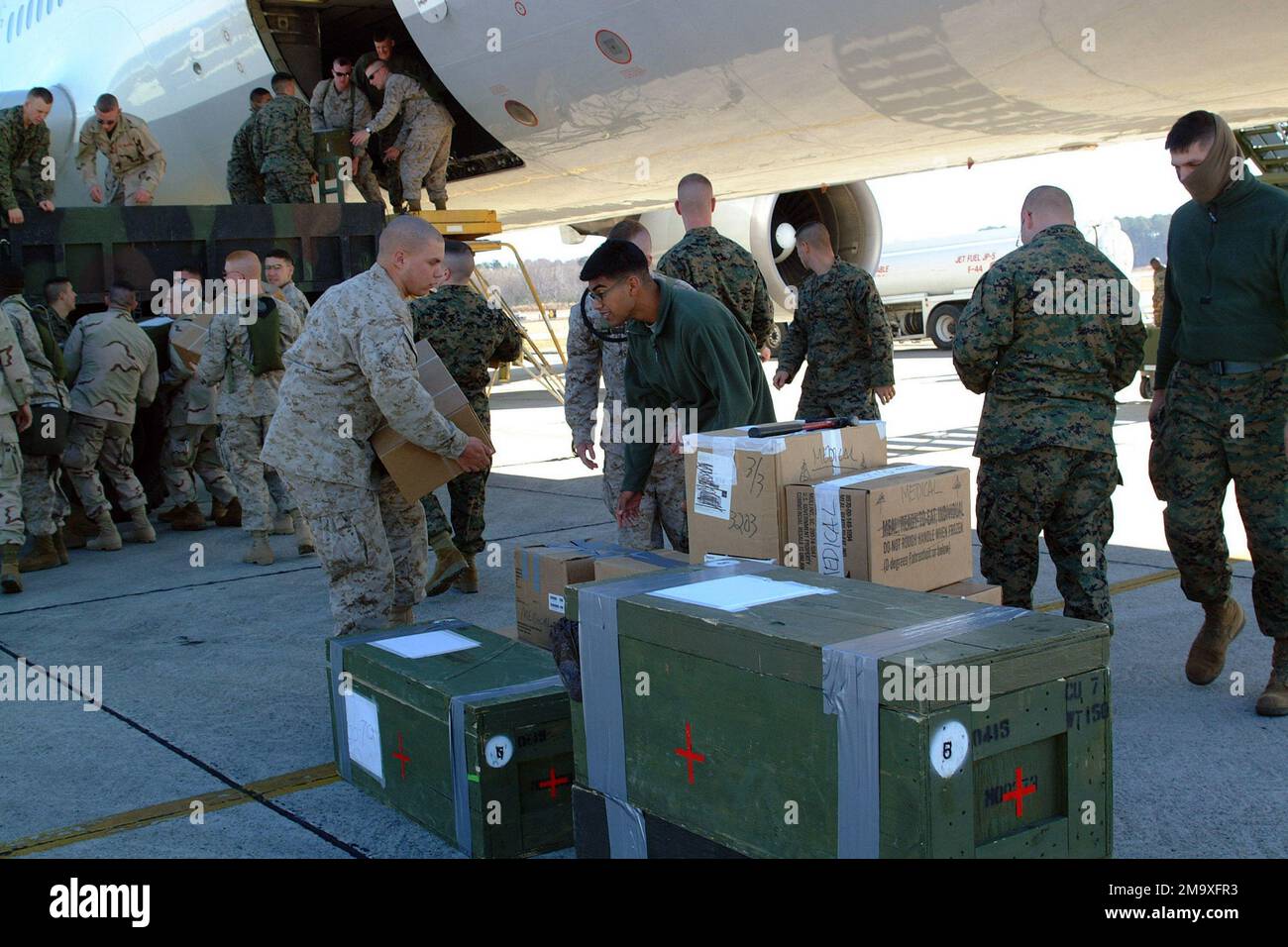 US Marine Corps (USMC) Marines assigned to Marine Wing Support Squadron ...