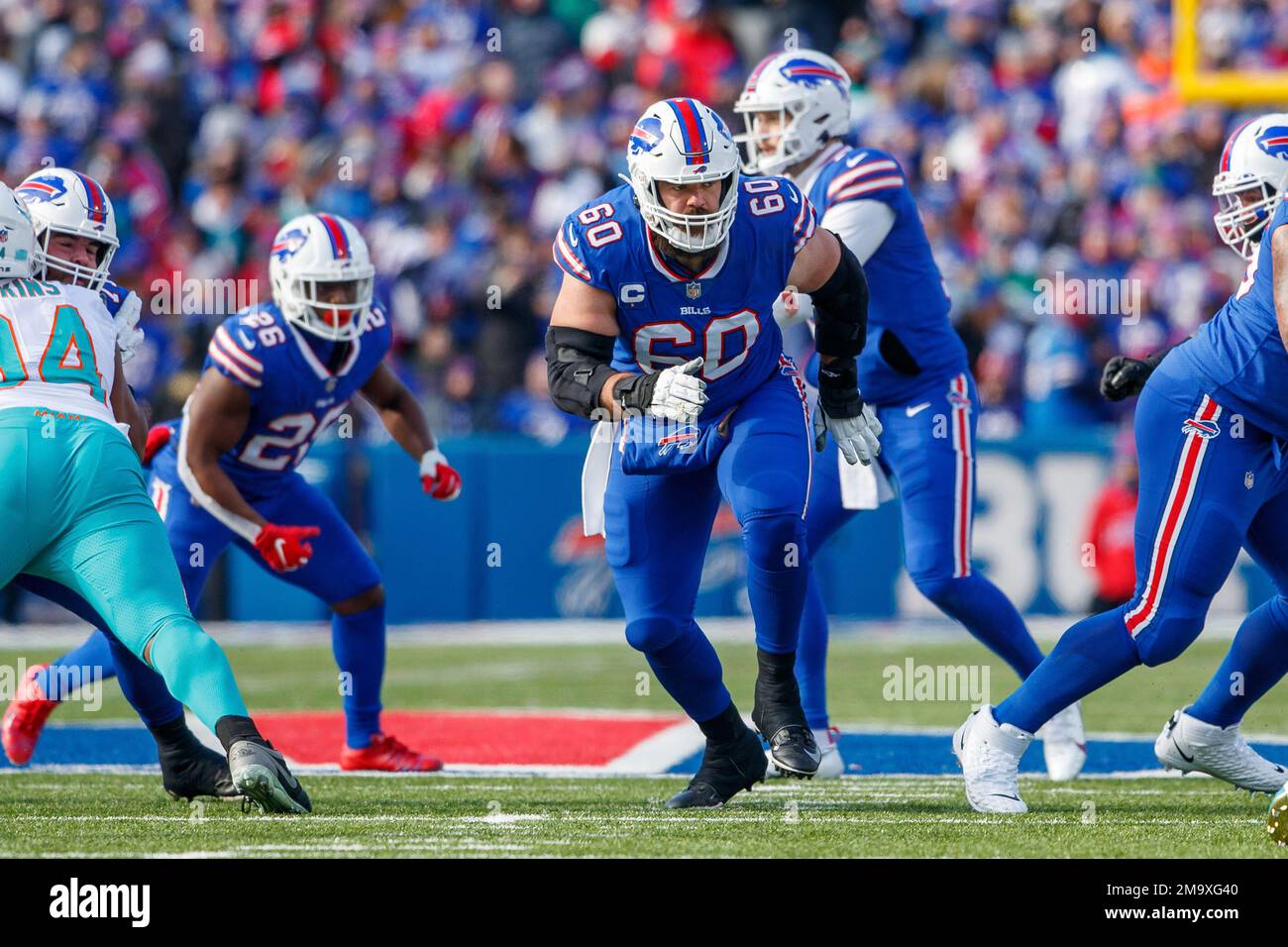 Buffalo Bills center Mitch Morse (60) blocks during an NFL wild-card ...