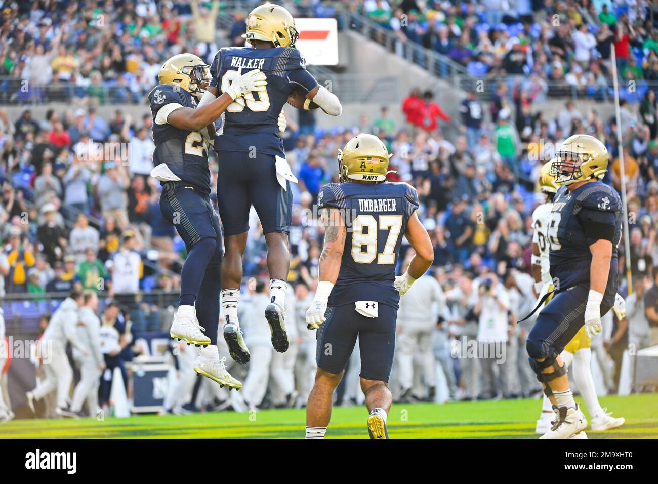 Navy wide receiver Mark Walker (80) celebrates his touchdown with wide ...