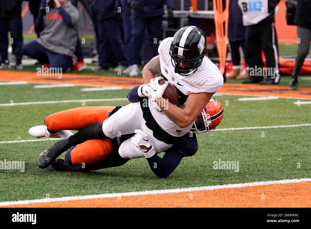 Purdue tight end Payne Durham falls into the end zone for a touchdown ...