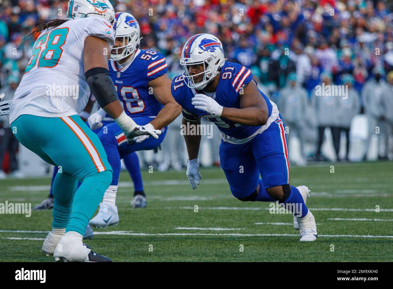 Buffalo Bills defensive tackle Ed Oliver (91) defends during an NFL ...