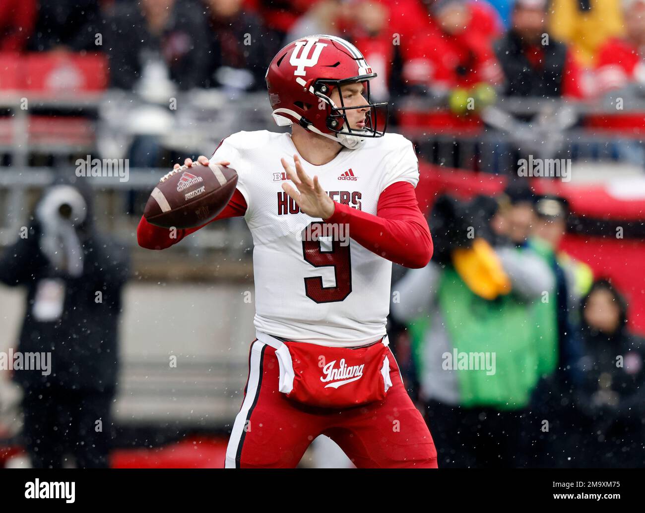 Indiana quarterback Connor Bazelak drops back to pass against Ohio ...