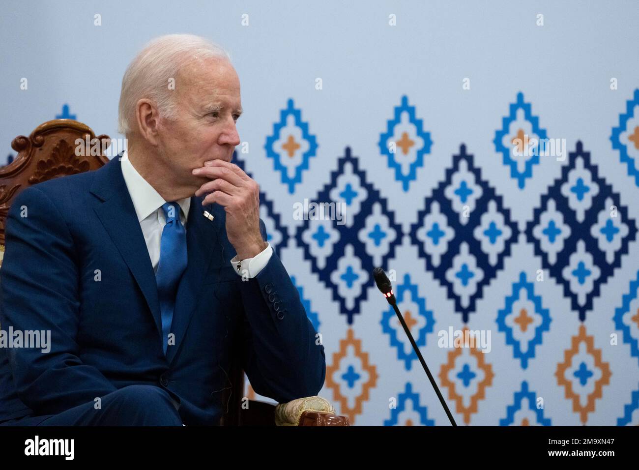 U.S. President Joe Biden listens during a meeting with Cambodian Prime ...