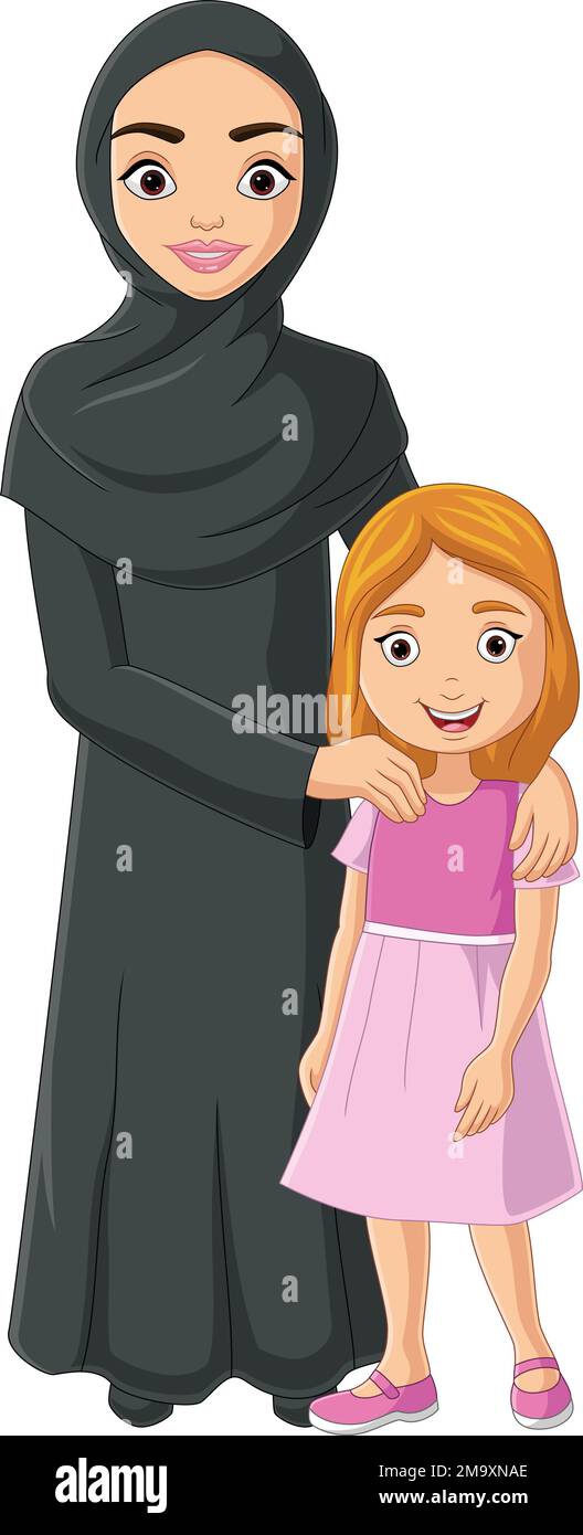 Cartoon arab woman with his daughter Stock Vector Image & Art - Alamy