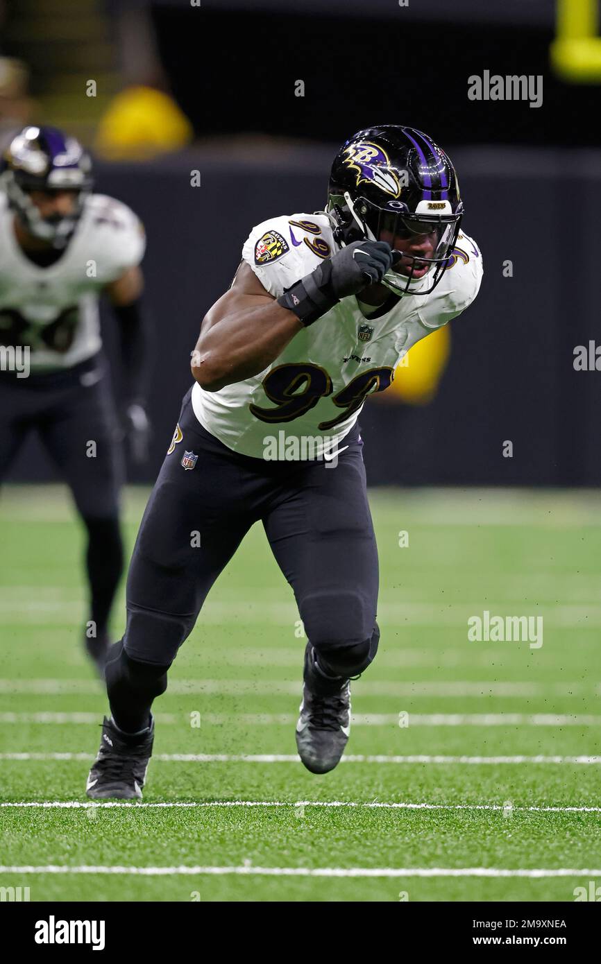 Baltimore Ravens linebacker Odafe Oweh (99) during an NFL football game ...