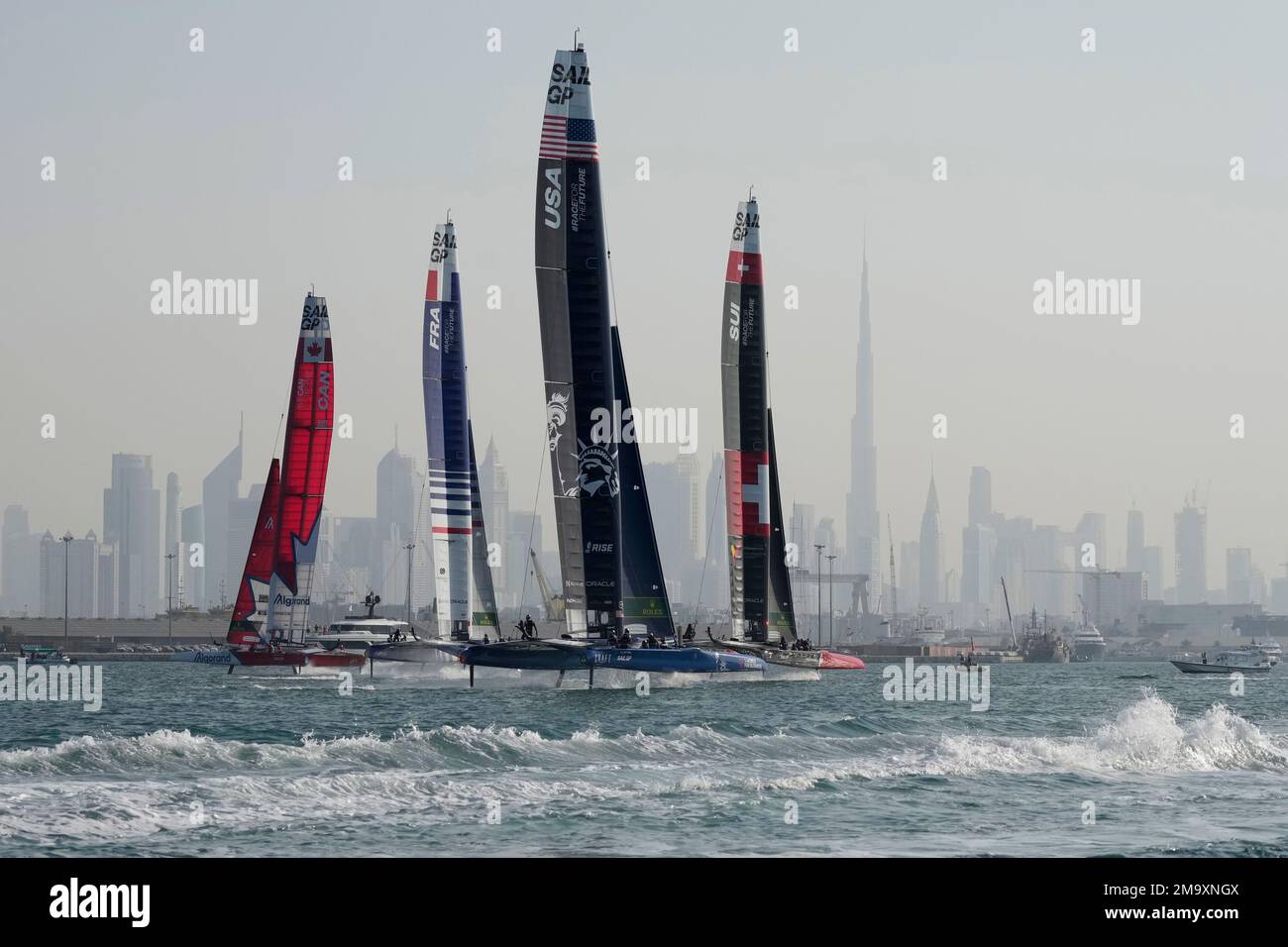 From left to right, Sail GP teams from Canada, France, U.S.A and ...