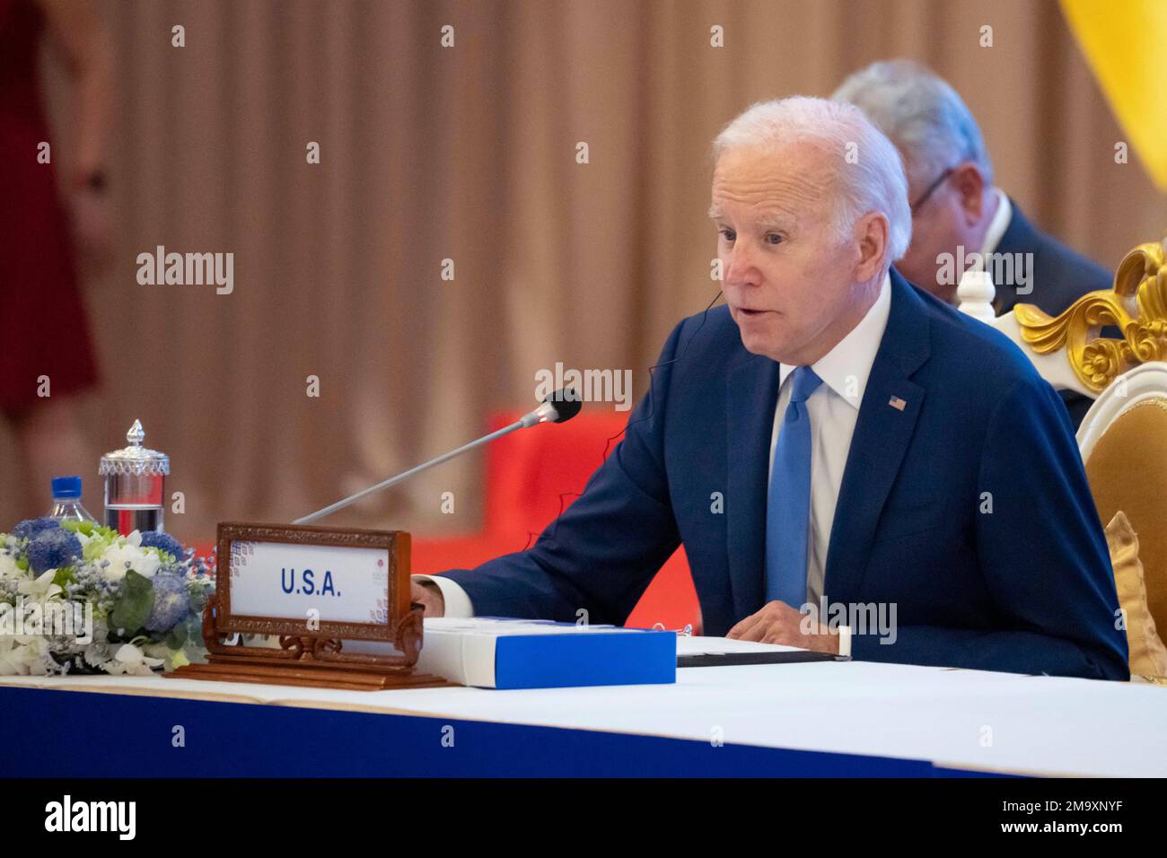U.S. President Joe Biden speaks during the Association of Southeast ...