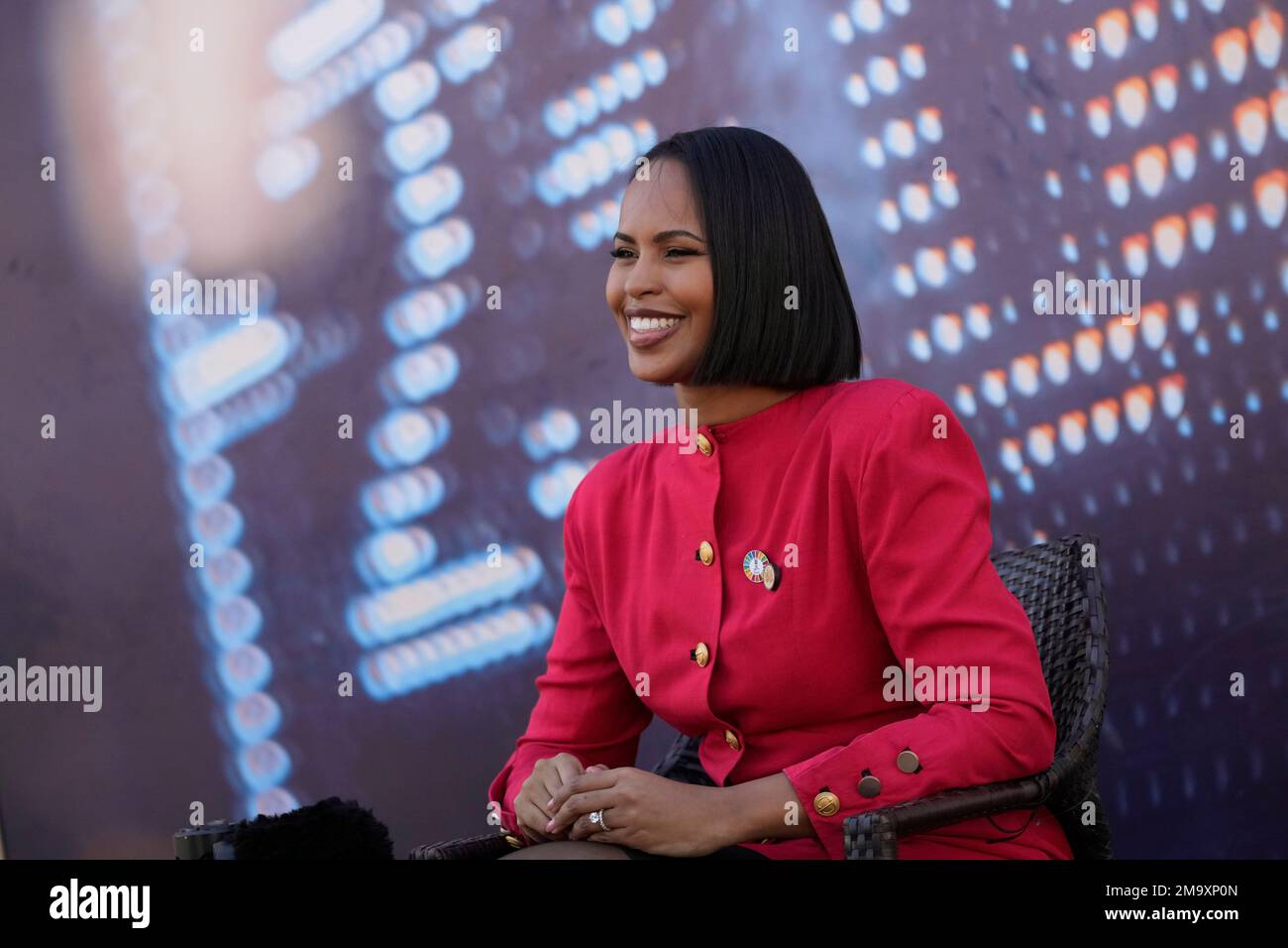 Sabrina Elba, climate activist, speaks during an interview at the COP27 ...